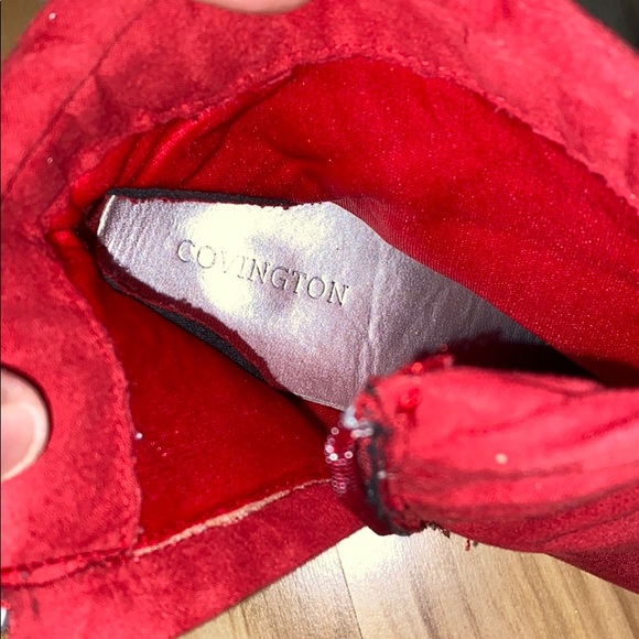 Covington | Shoes | Super Cute Red Suede Booties | Poshmark